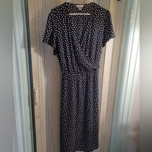 CJ Banks | Dresses | Cj Banks Womens 2x Black White Polka Dot Faux Wrap ...